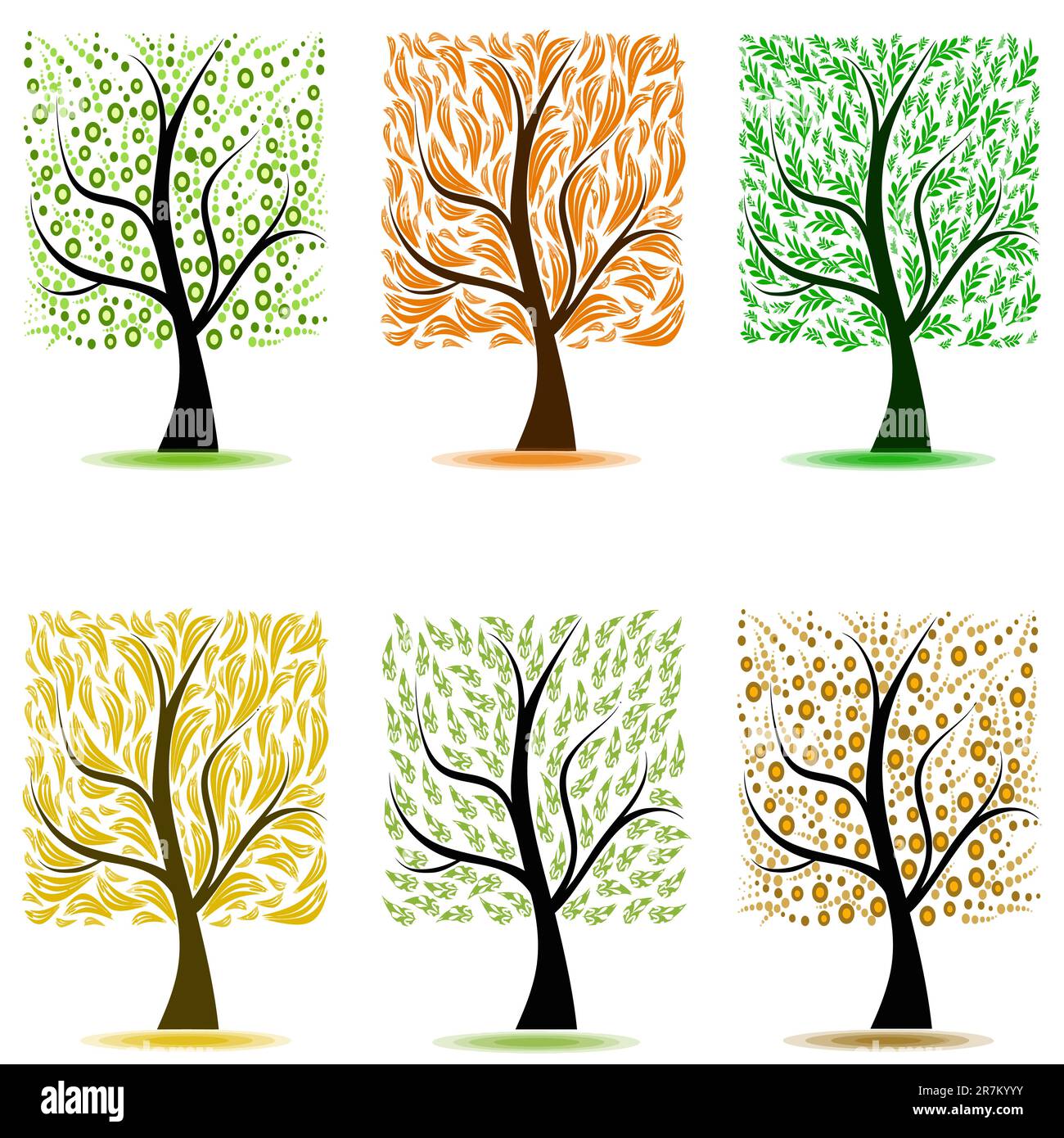 Abstract art trees collection on white background Stock Vector Image ...