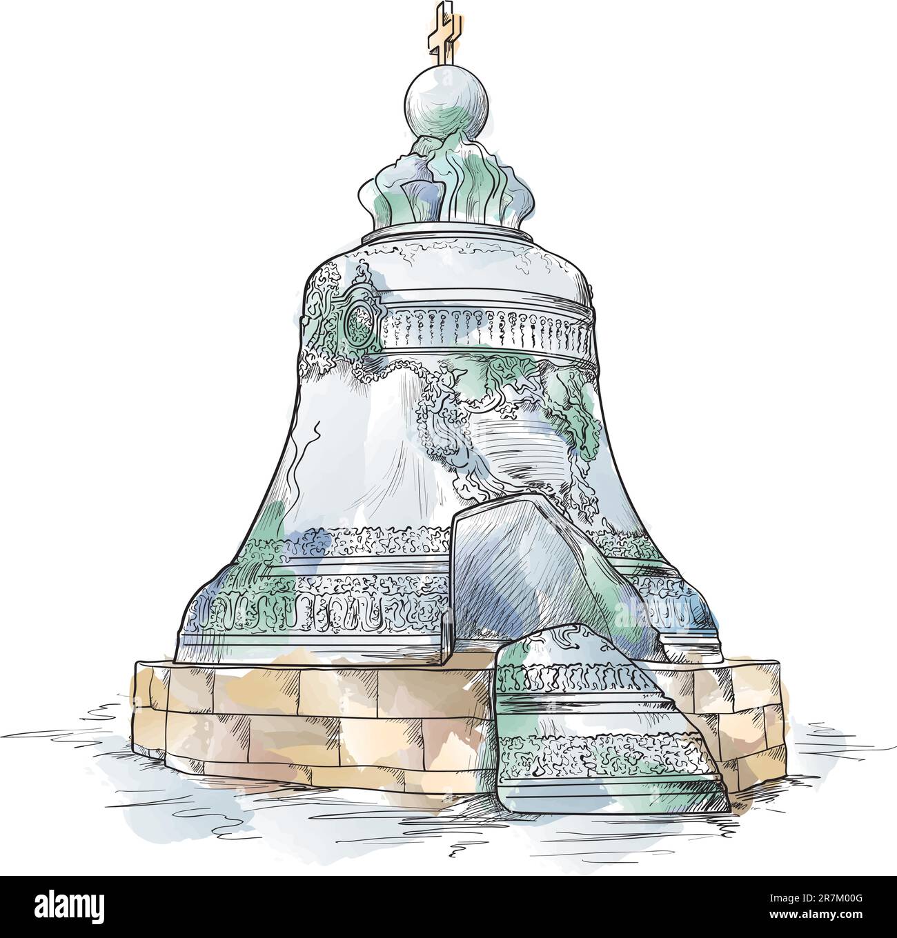 Big bell in Moscow Kremlin. Vector illustration Stock Vector Image ...