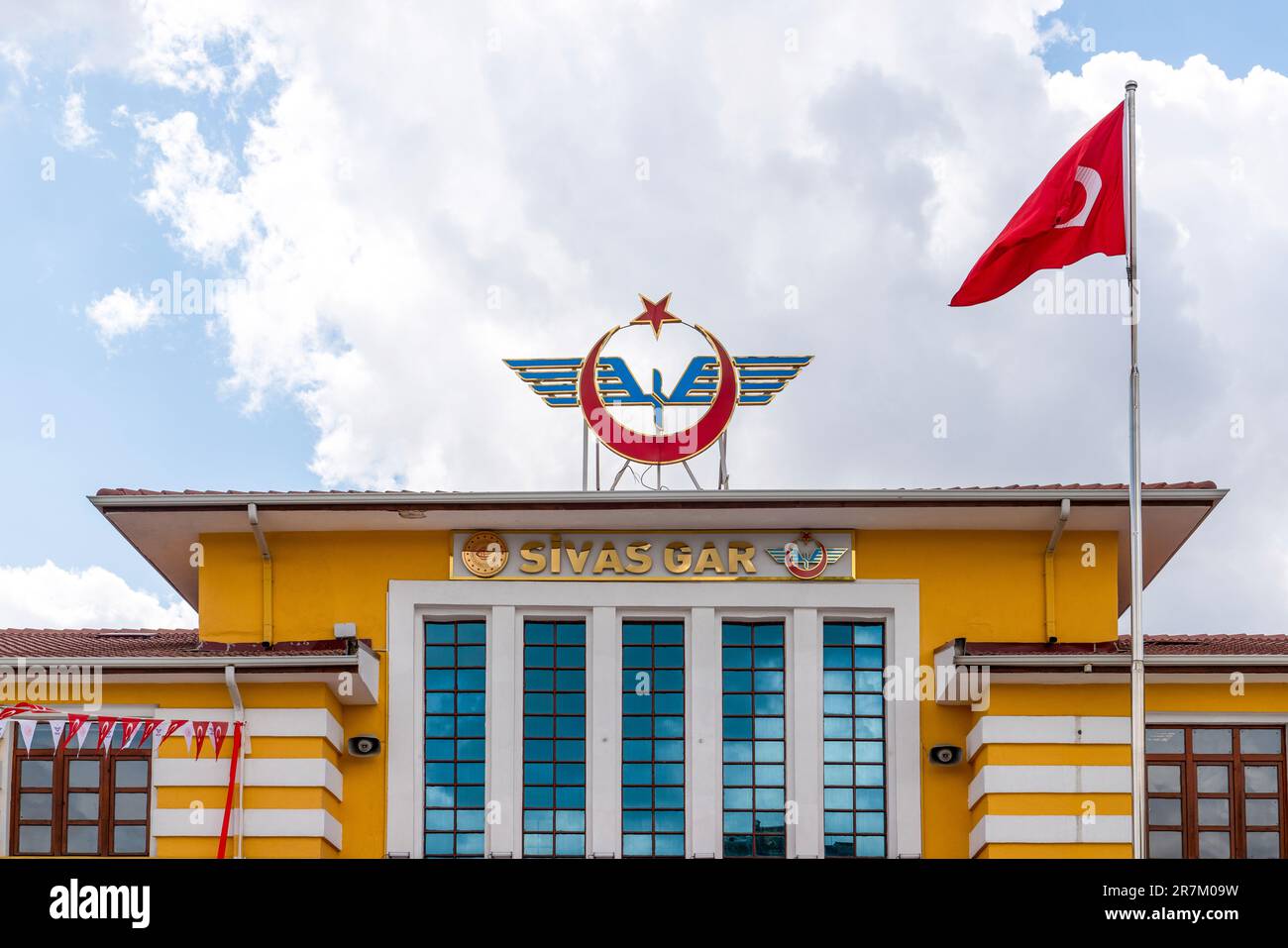 Sivas, Turkey - May 7 2023: Sivas railway station and Turkish State ...