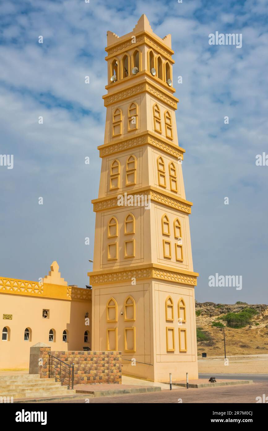 Minaret of Sheikh Al Afif Mosque in Taqah, Dhofar governorate, Oman ...