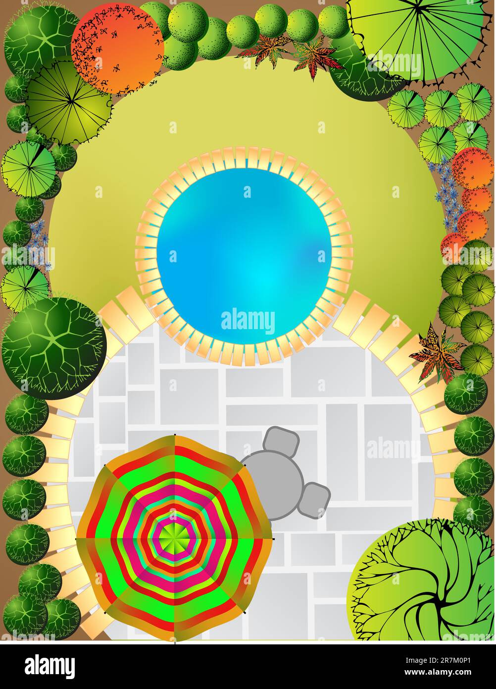 Garden fountain pool Stock Vector Images - Alamy