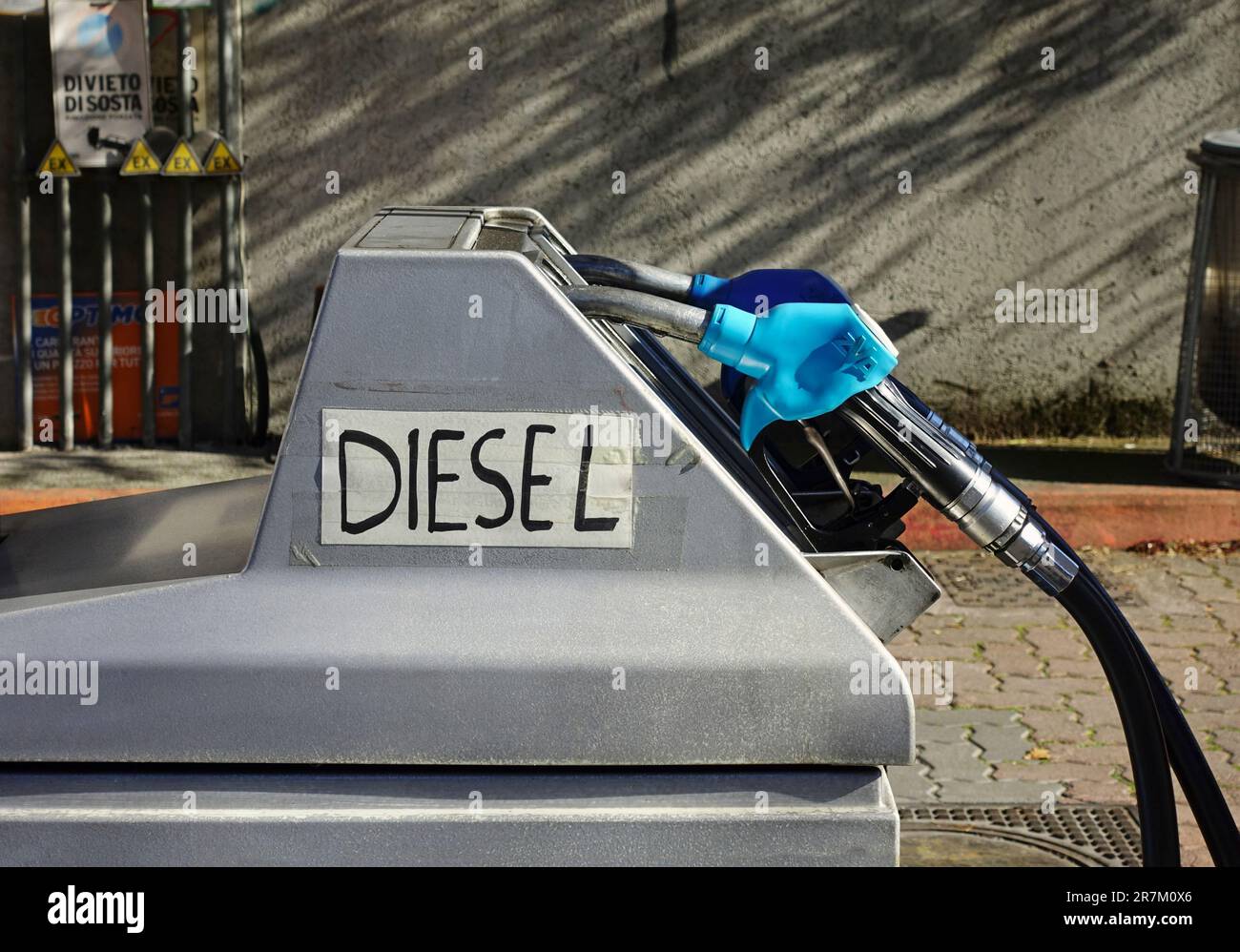 handwritten sign on a diesel fuel pump at a filling station Stock Photo ...