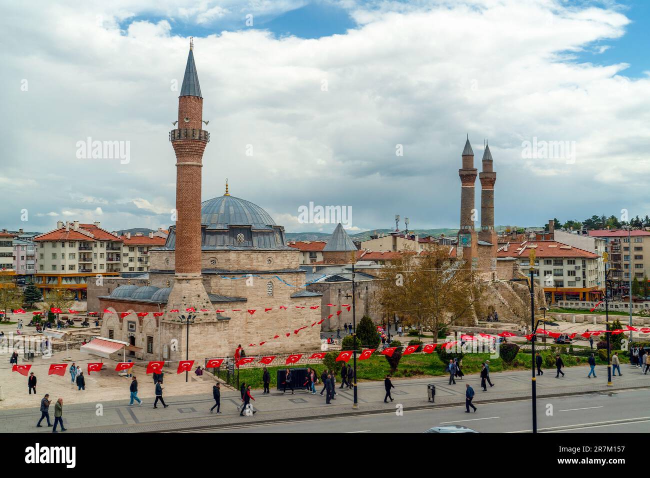 Sivas, Turkey - May 7 2023: Panoramic city view with Double Minaret ...