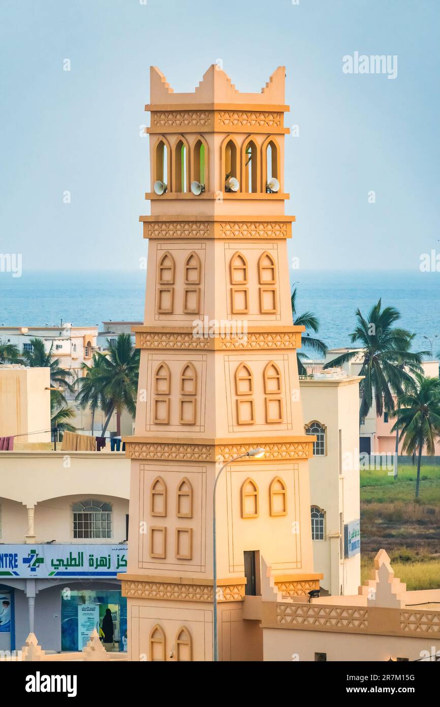 Minaret of Sheikh Al Afif Mosque in Taqah, Dhofar governorate, Oman ...