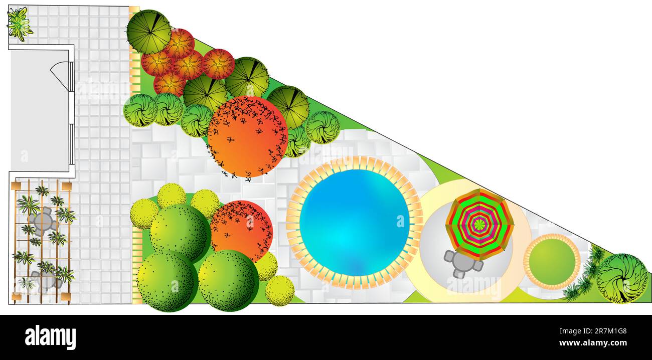 Colored Plan of garden decorative plants Stock Vector Image & Art - Alamy