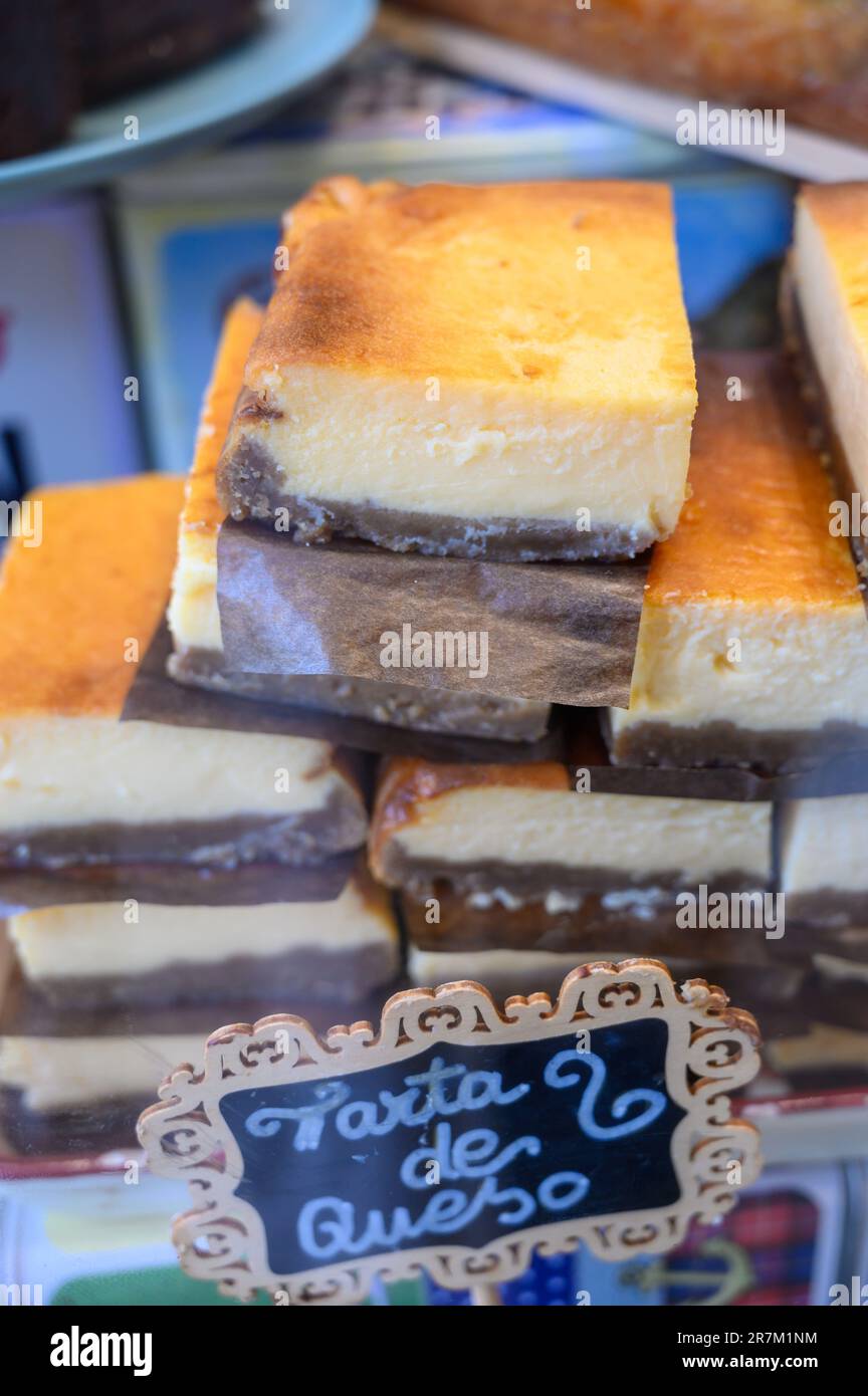 Fresh baked pastries and sweets on display in artisan Spanish ...
