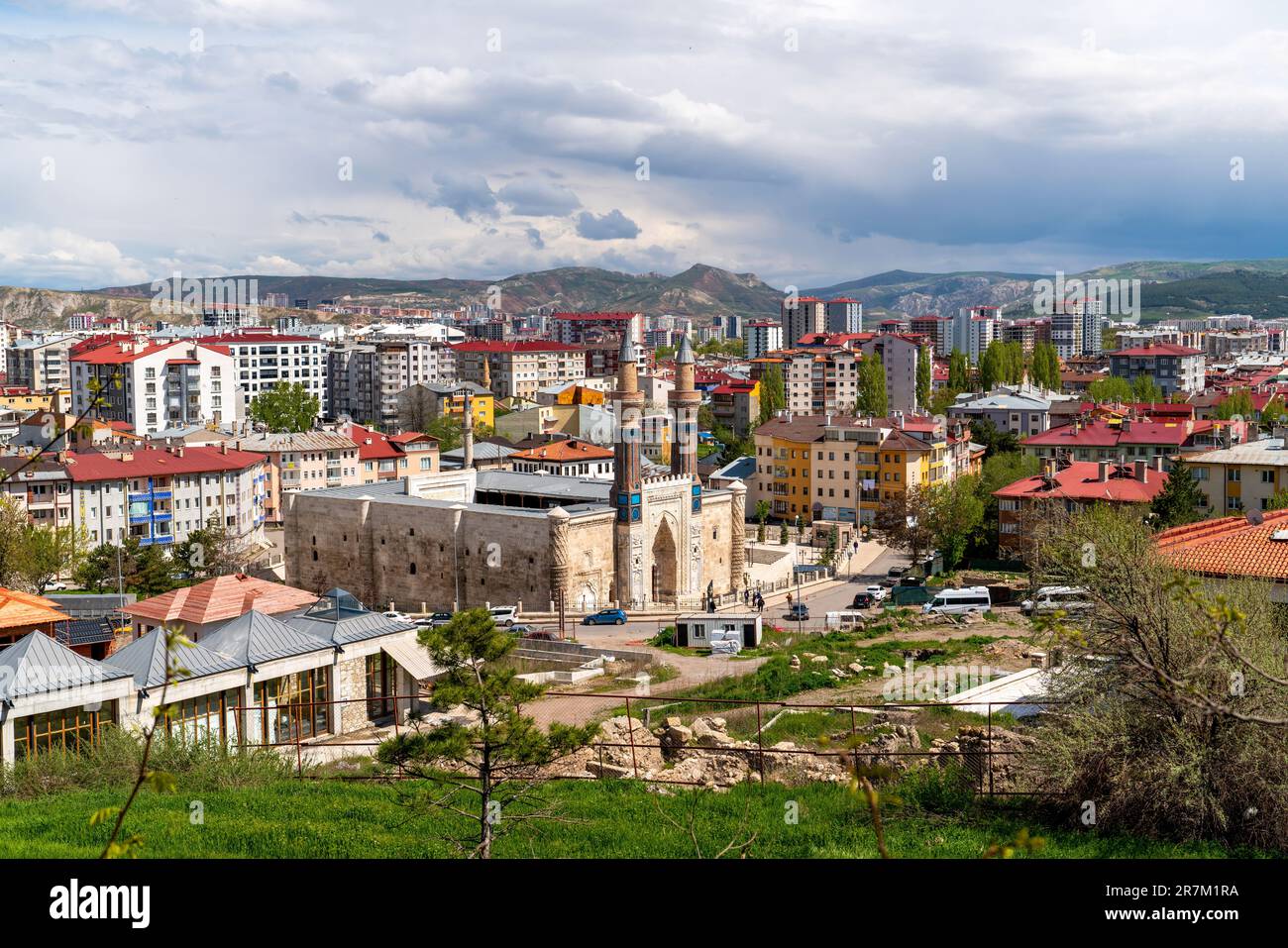 Sivas, Turkey - May 7 2023: Panoramic view of Blue Madrasa from Sivas ...