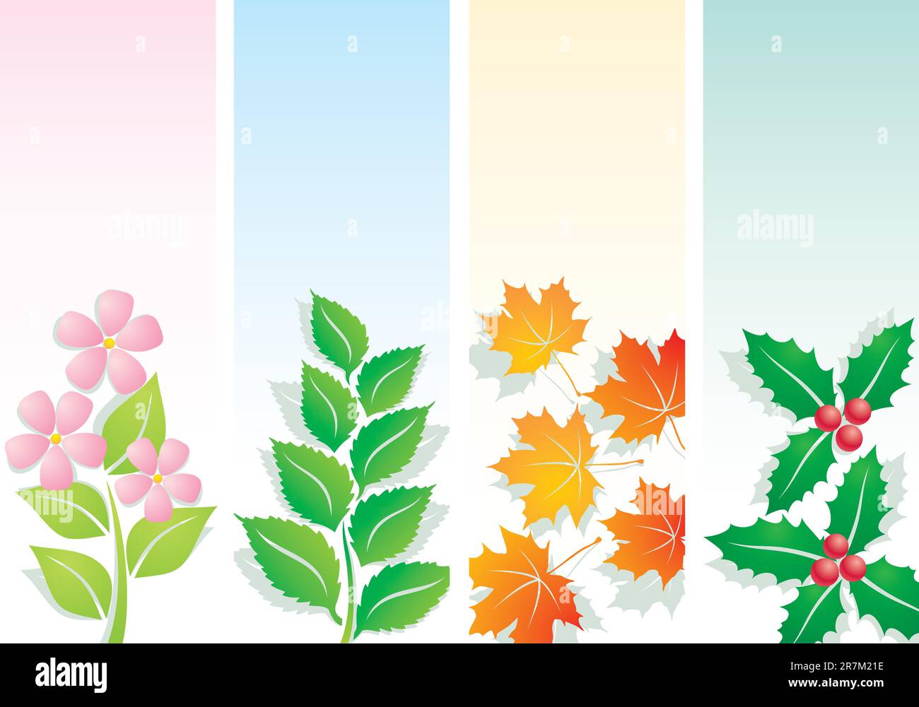 Plants four seasons, spring, summer, autumn and winter Stock Vector ...