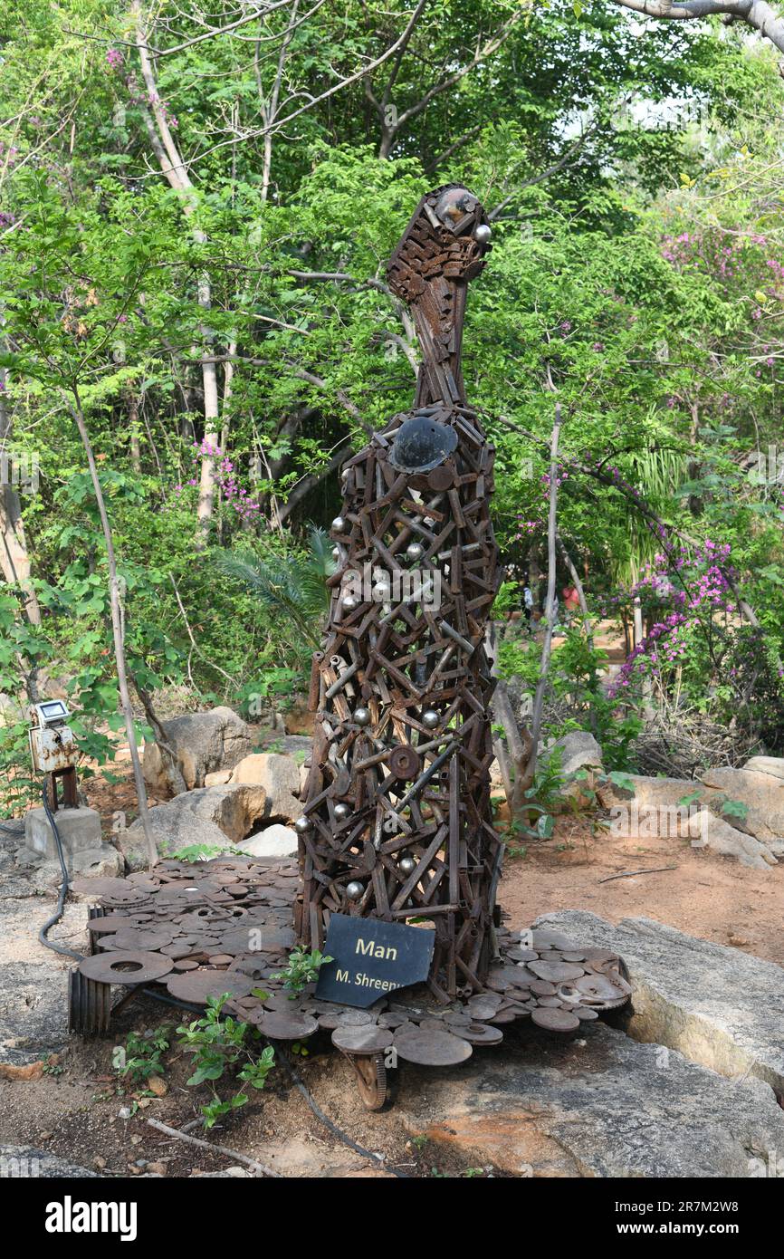 Man. Metal sculpture by M Shreenu. Shilparamam Sculpture Park ...