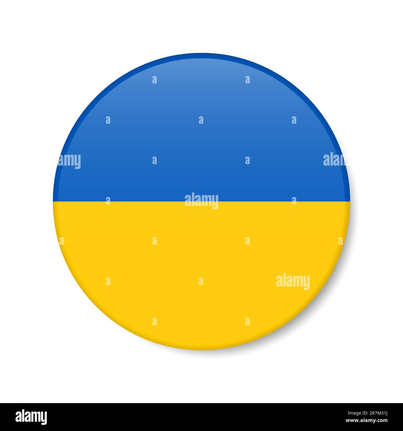 Ukraine circle button icon. Ukrainian round badge flag with shadow. 3D ...