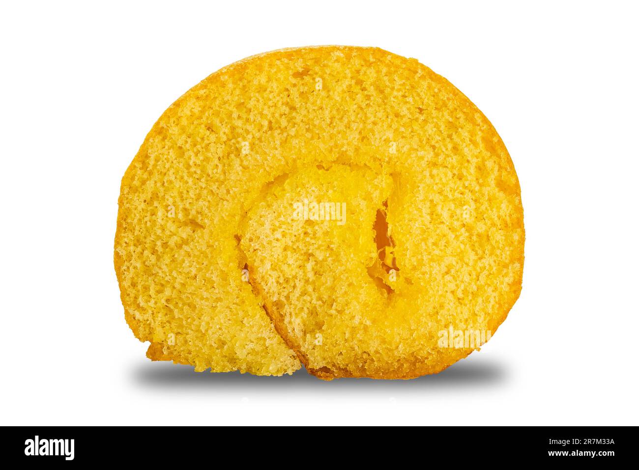 Front view of delicious homemade soft roll cake isolated on white ...
