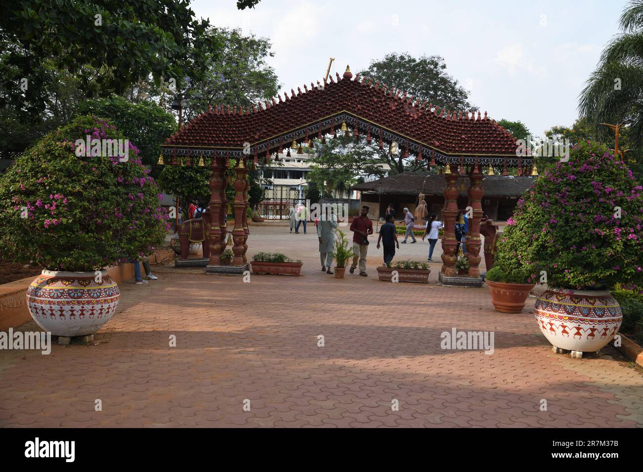 Decorated gateway. Shilparamam, Hyderabad, Telangana, India Stock Photo ...