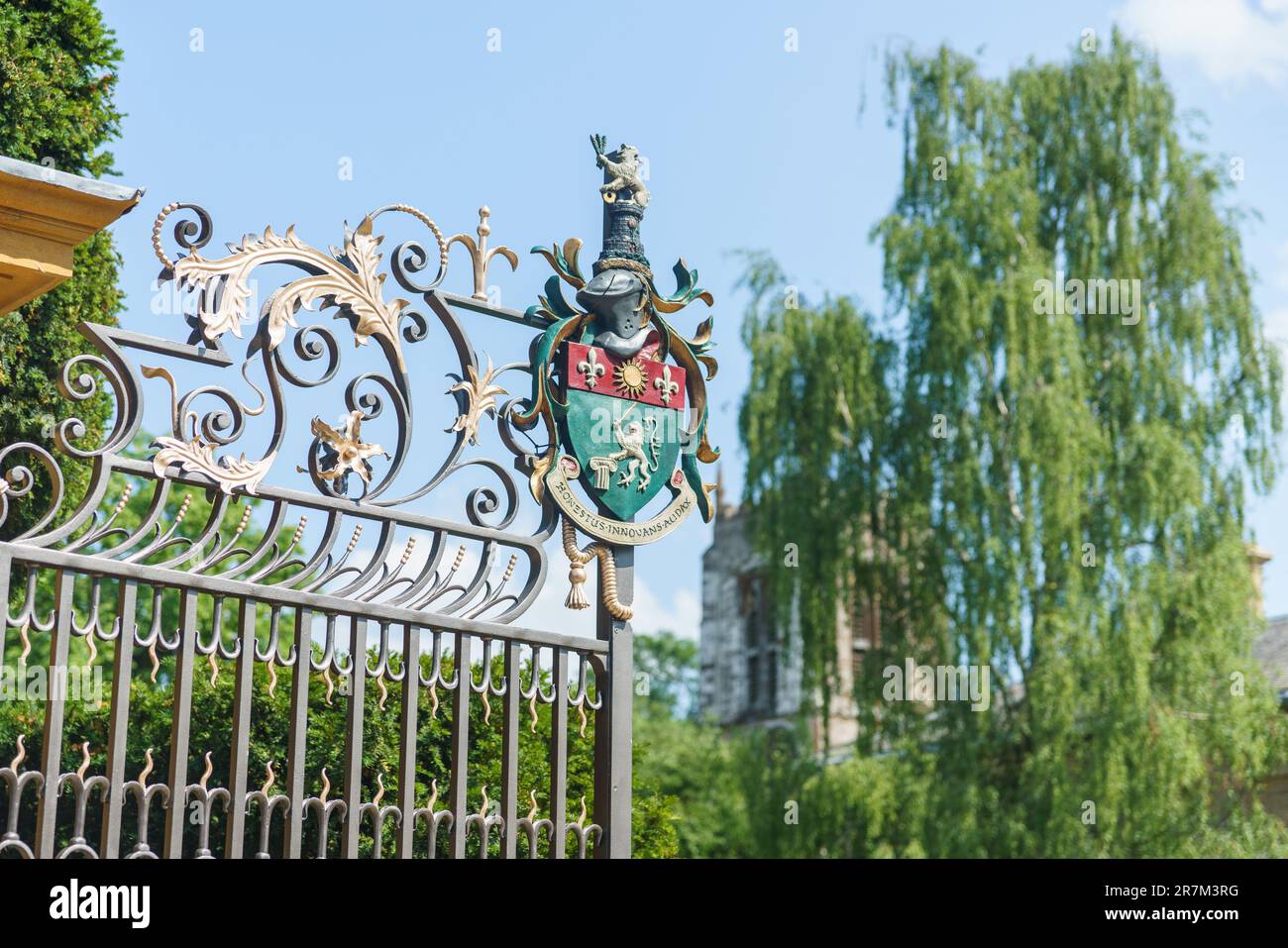 The gates, with family crested emblem, Aynhoe Park estate, Aynho ...