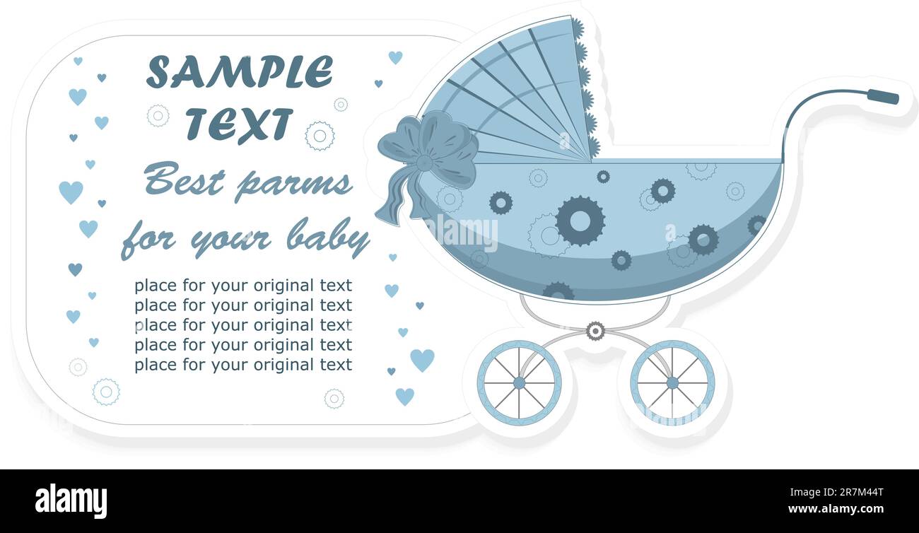 Blue stroller for baby boy (sticker), vector illustration Stock Vector ...