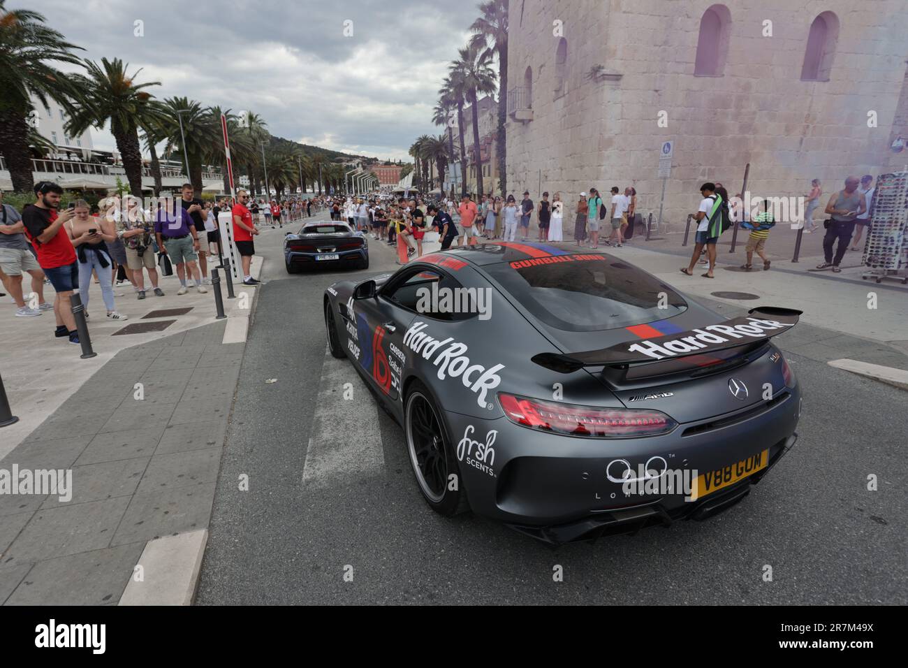 Split, Croatia. 16th June, 2023. Race cars arrive at Riva Promenade in ...
