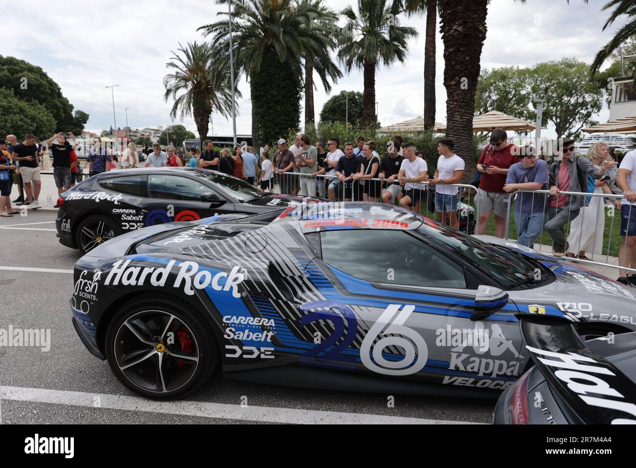 Split, Croatia. 16th June, 2023. Race cars arrive at Riva Promenade in ...
