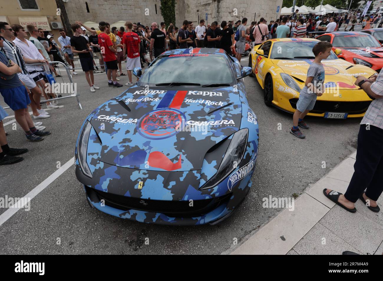 Split, Croatia. 16th June, 2023. Race cars arrive at Riva Promenade in ...