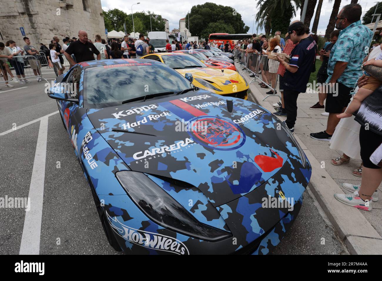 Split, Croatia. 16th June, 2023. Race cars arrive at Riva Promenade in ...