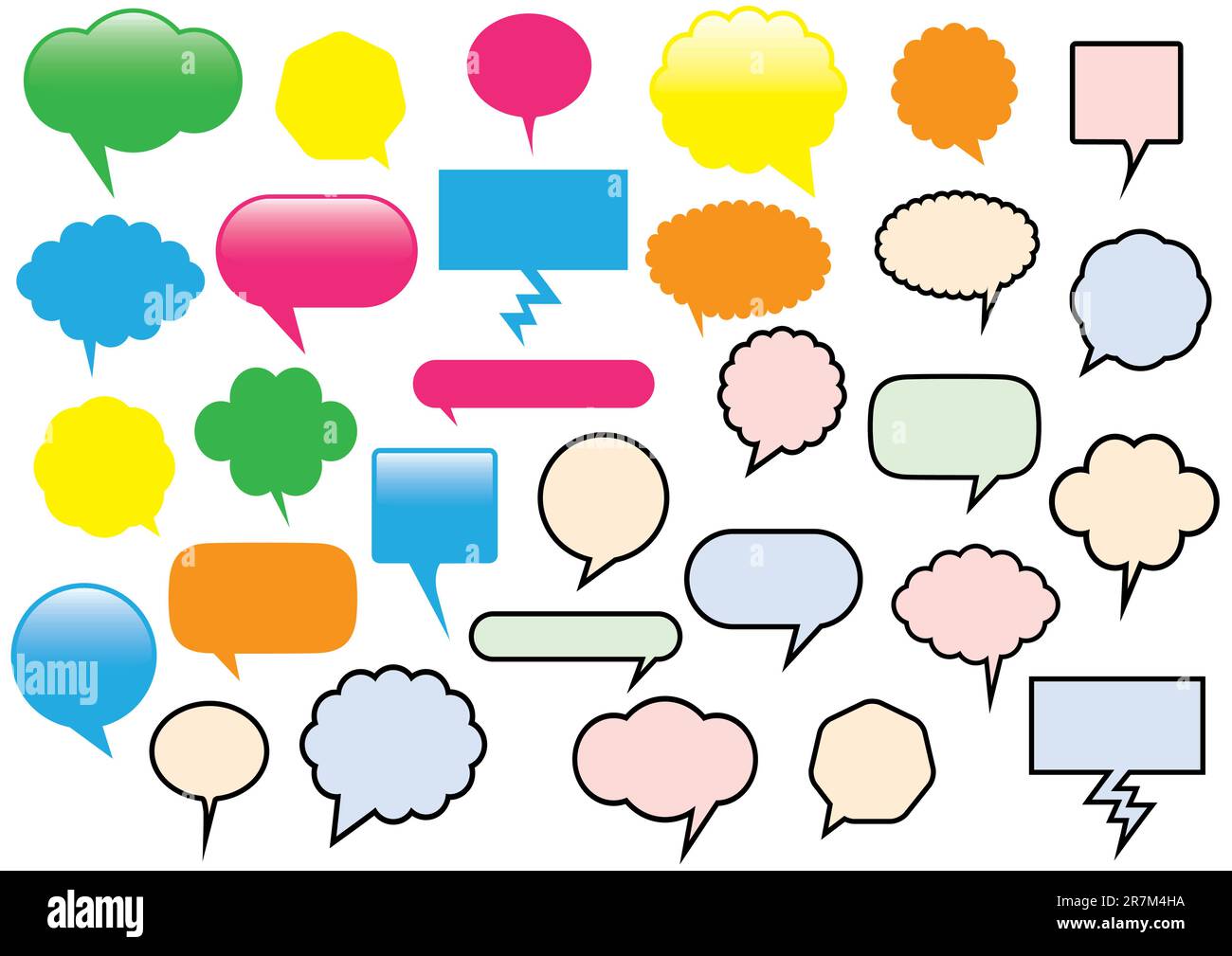 Vector illustration of different cartoon text balloons. All objects are ...