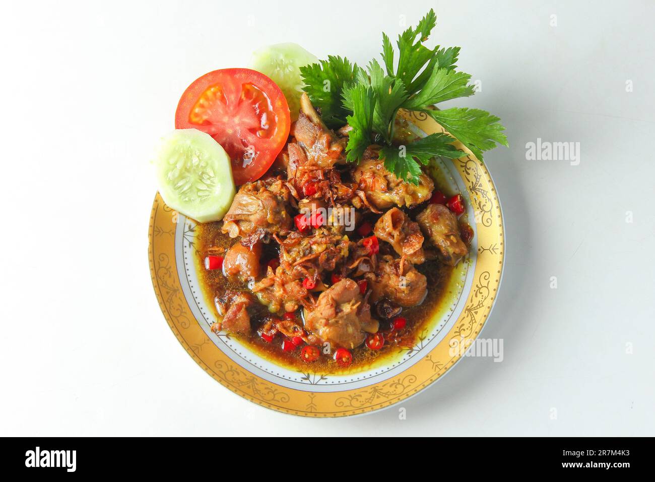Indonesian famous culinary in food photography.Chicken rica-rica with ...