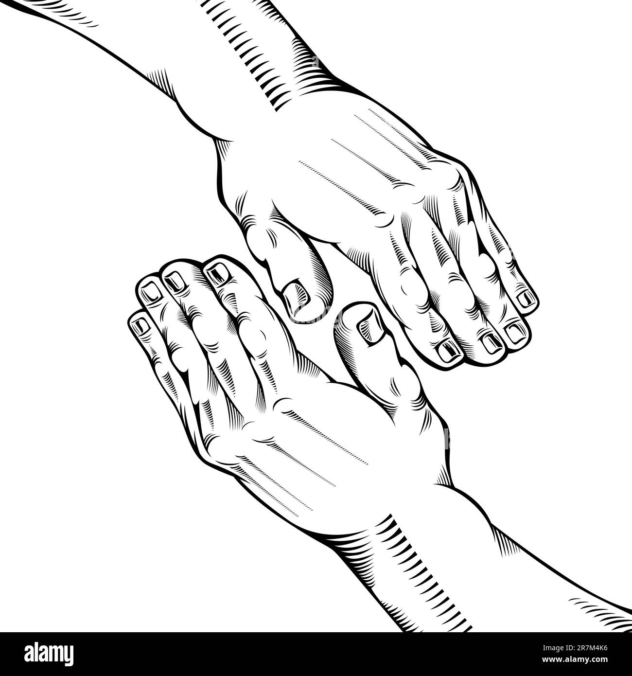 Helping hand, vintage engraving style vector illustration Stock Vector ...
