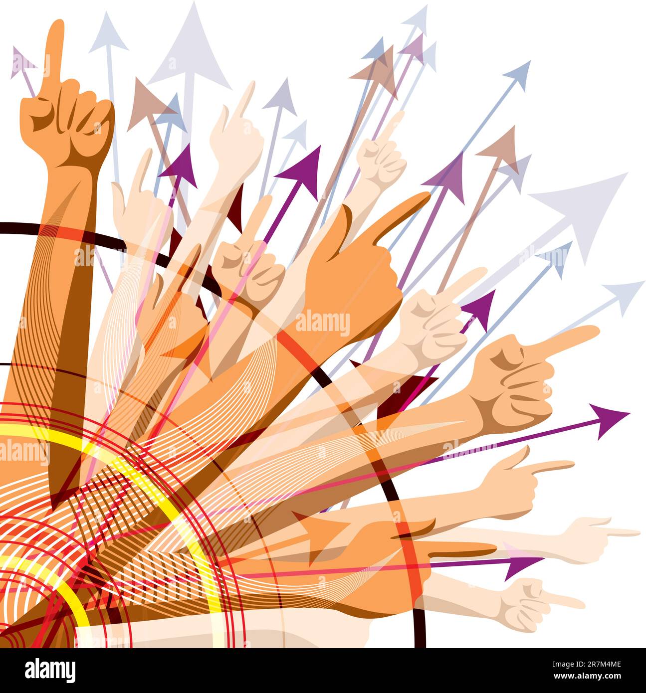 Design background with pointing hands and arrows, vector illustration ...