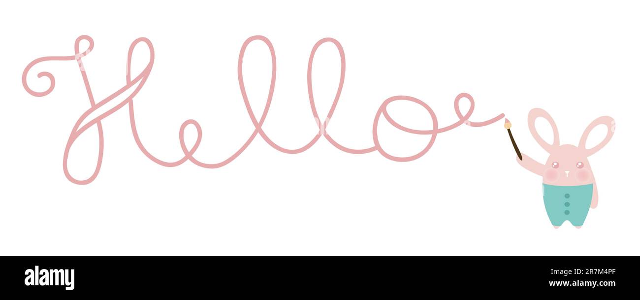 Cute Bunny Hello Stock Vector Image & Art - Alamy