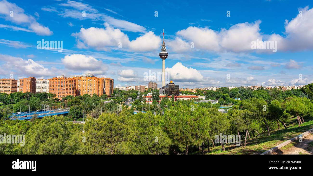 Great panoramic view of the city of Madrid with its communications ...