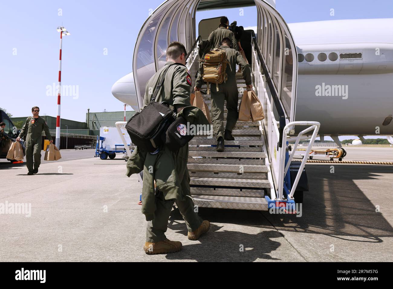 Geilenkirchen, Germany. 16th June, 2023. Crew members board an AWACS ...