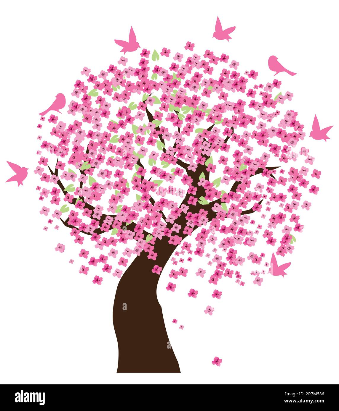 Birds in tree illustration Stock Vector Images - Alamy