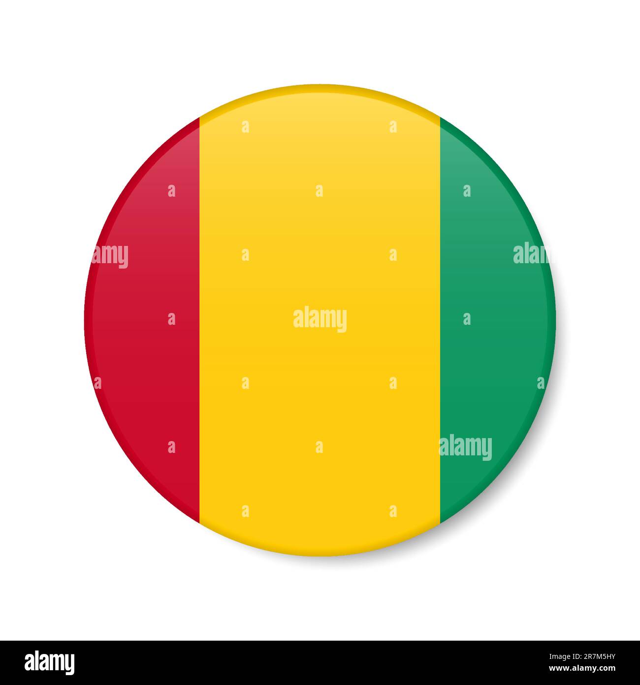 Guinea circle button icon. Republic of Guinea round badge flag with ...