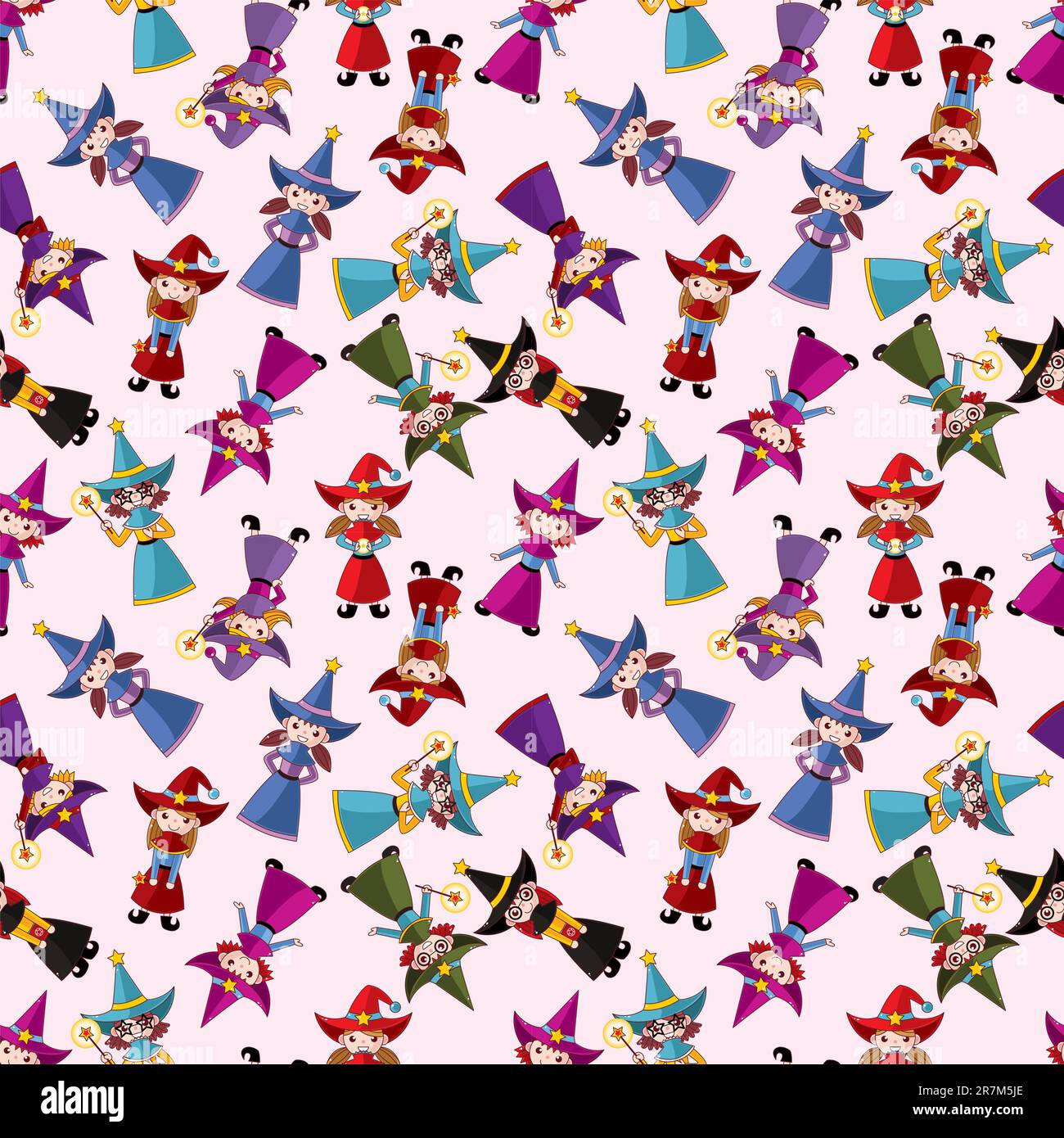 cartoon Wizard and Witch magic seamless pattern Stock Vector Image ...