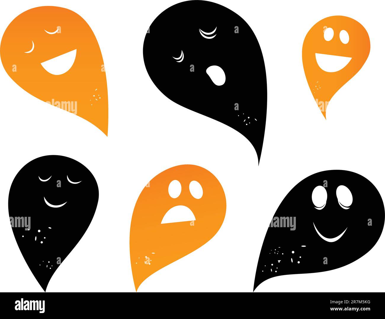 Happy Ghost & Creatures silhouettes collection. Vector Stock Vector ...