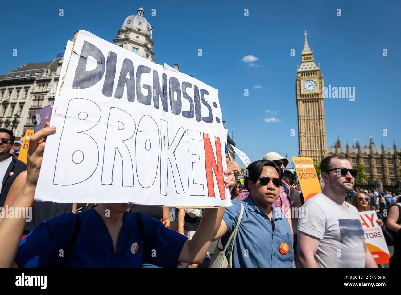 London, UK. 16 June 2023. Junior doctors round off a three day strike ...
