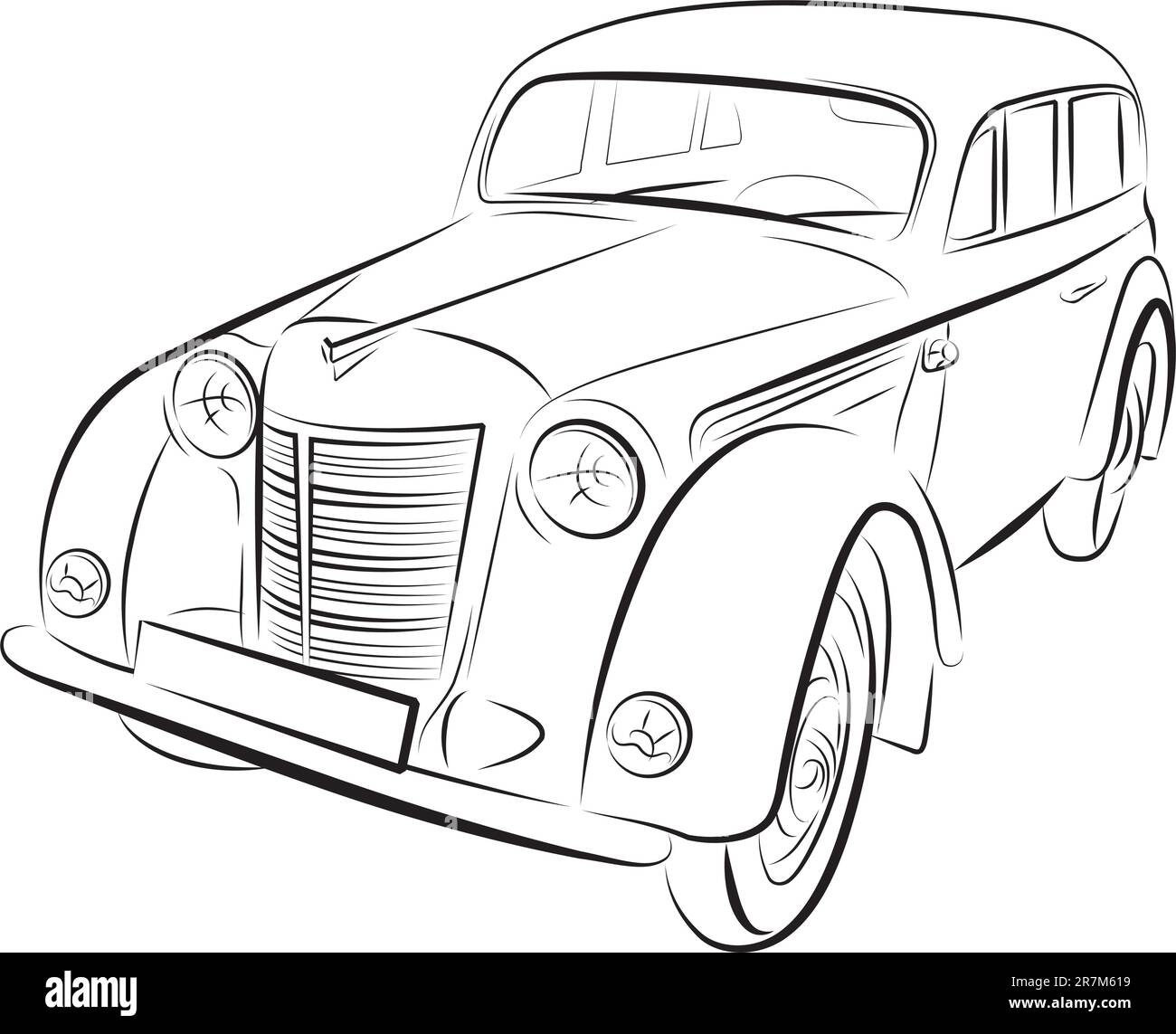 Drawing of the retro car, vector illustration Stock Vector Image & Art ...