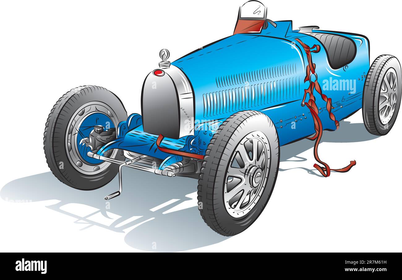 Drawing of the retro blue car, vector illustration Stock Vector Image ...