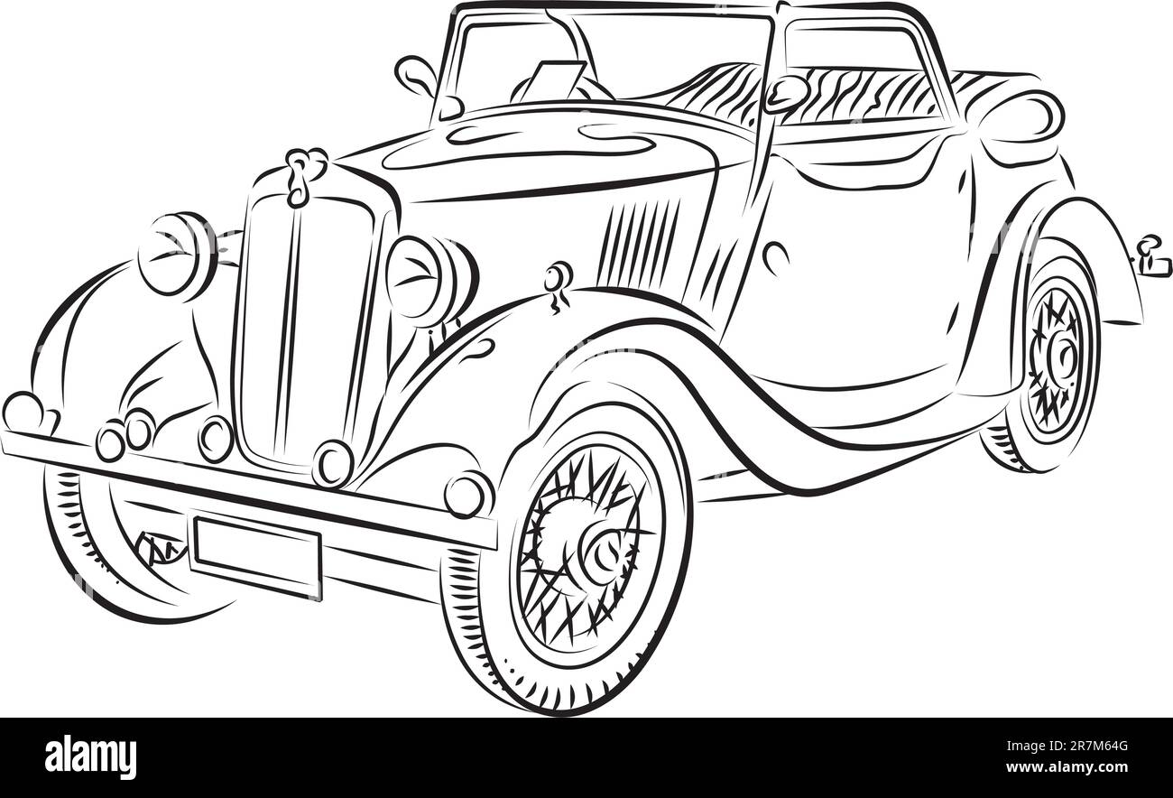 Drawing of the retro car, vector illustration Stock Vector Image & Art ...