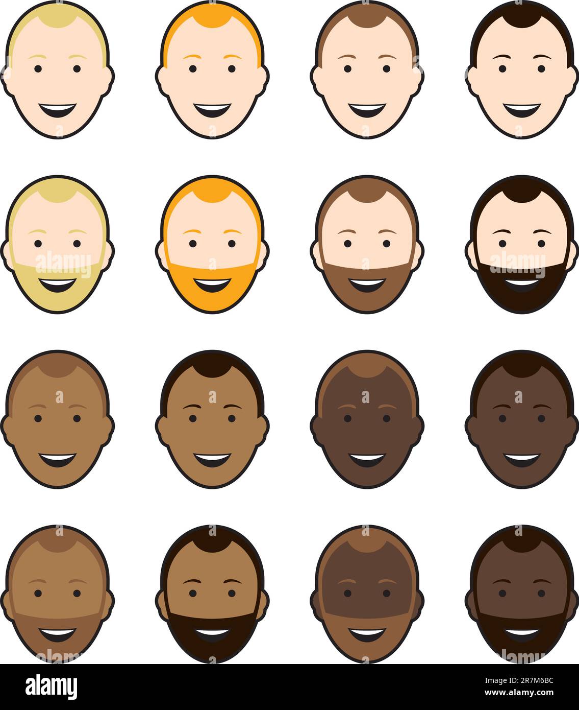 Different cultural faces, with and without beards. All smiling Stock ...