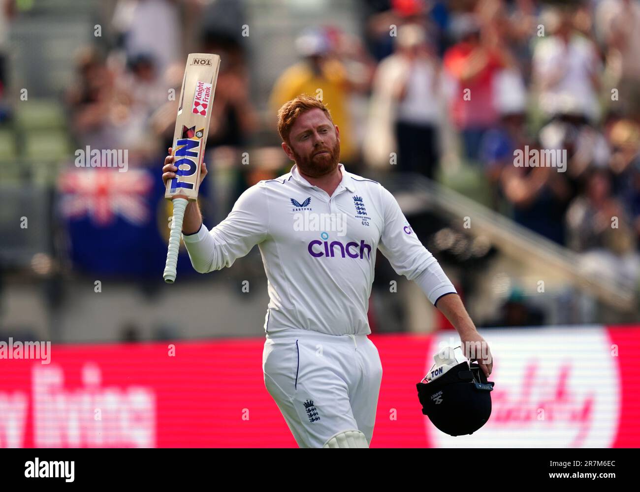 England's Jonny Bairstow acknowledges the fans after being stumped out ...