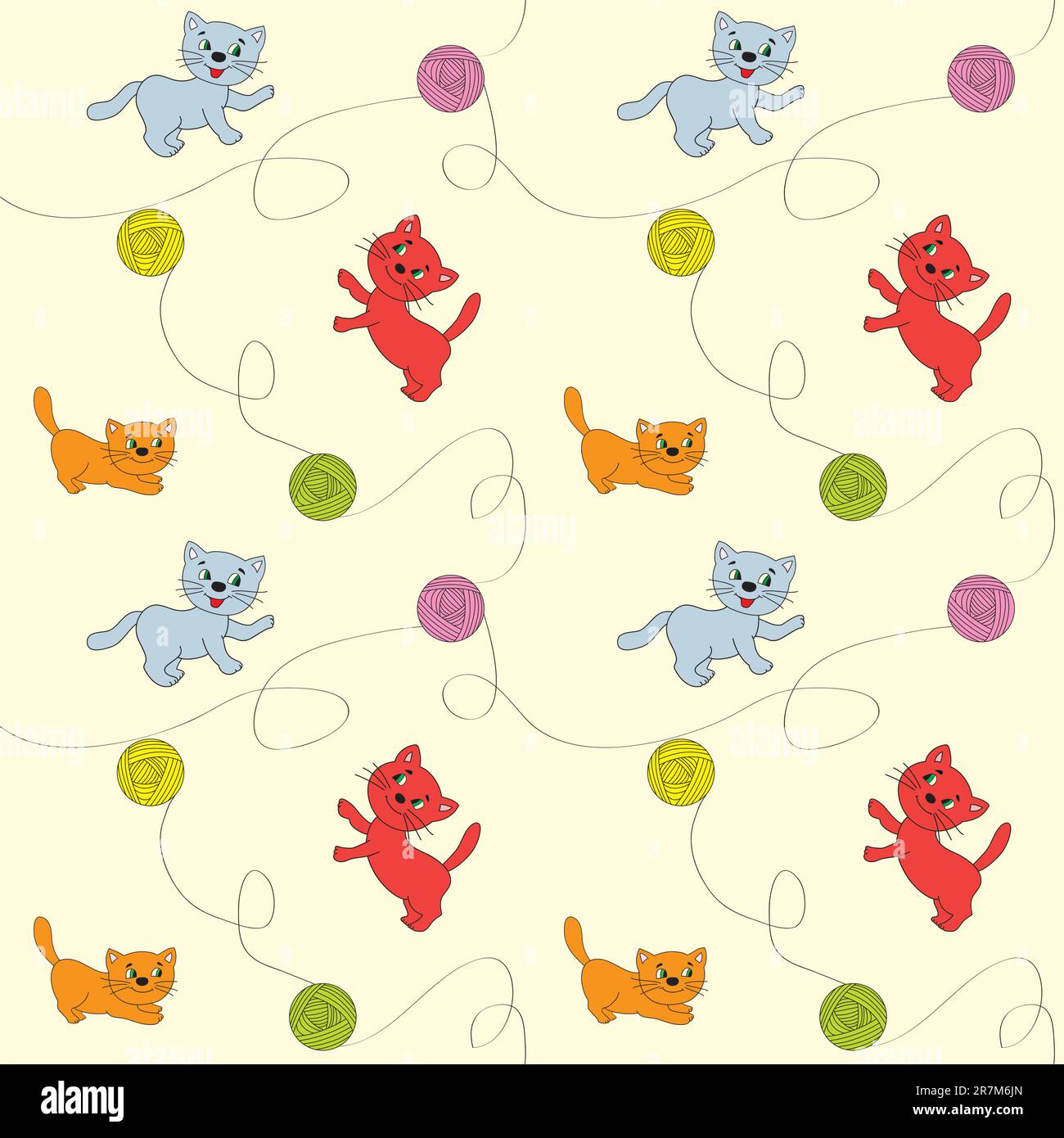 Vector seamless image of different cats with a ball Stock Vector Image ...