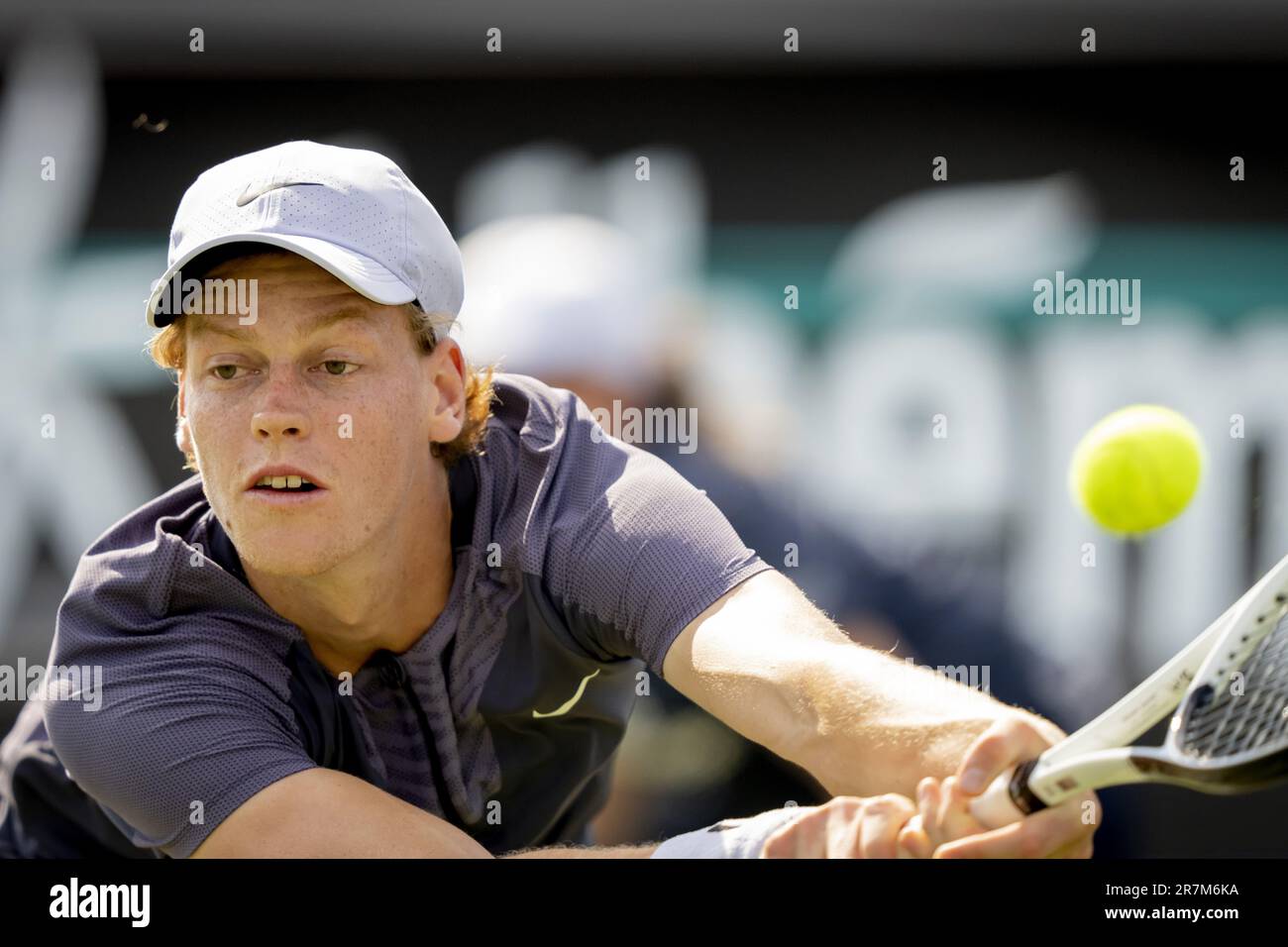 ROSMALEN - Jannik Sinner (ITA) in action against Emil Ruusuvuori (FIN ...