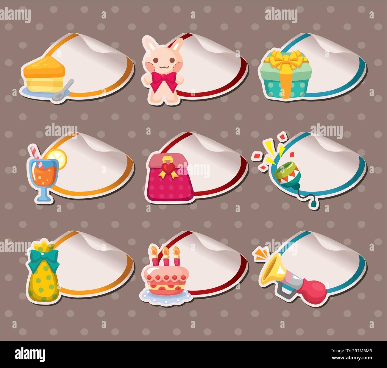 Cartoon birthday Label Stickers Stock Vector Image & Art - Alamy