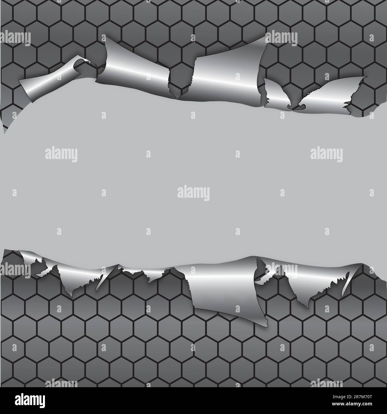 Hexagon metallic background, hole in the metal paper. Vector ...