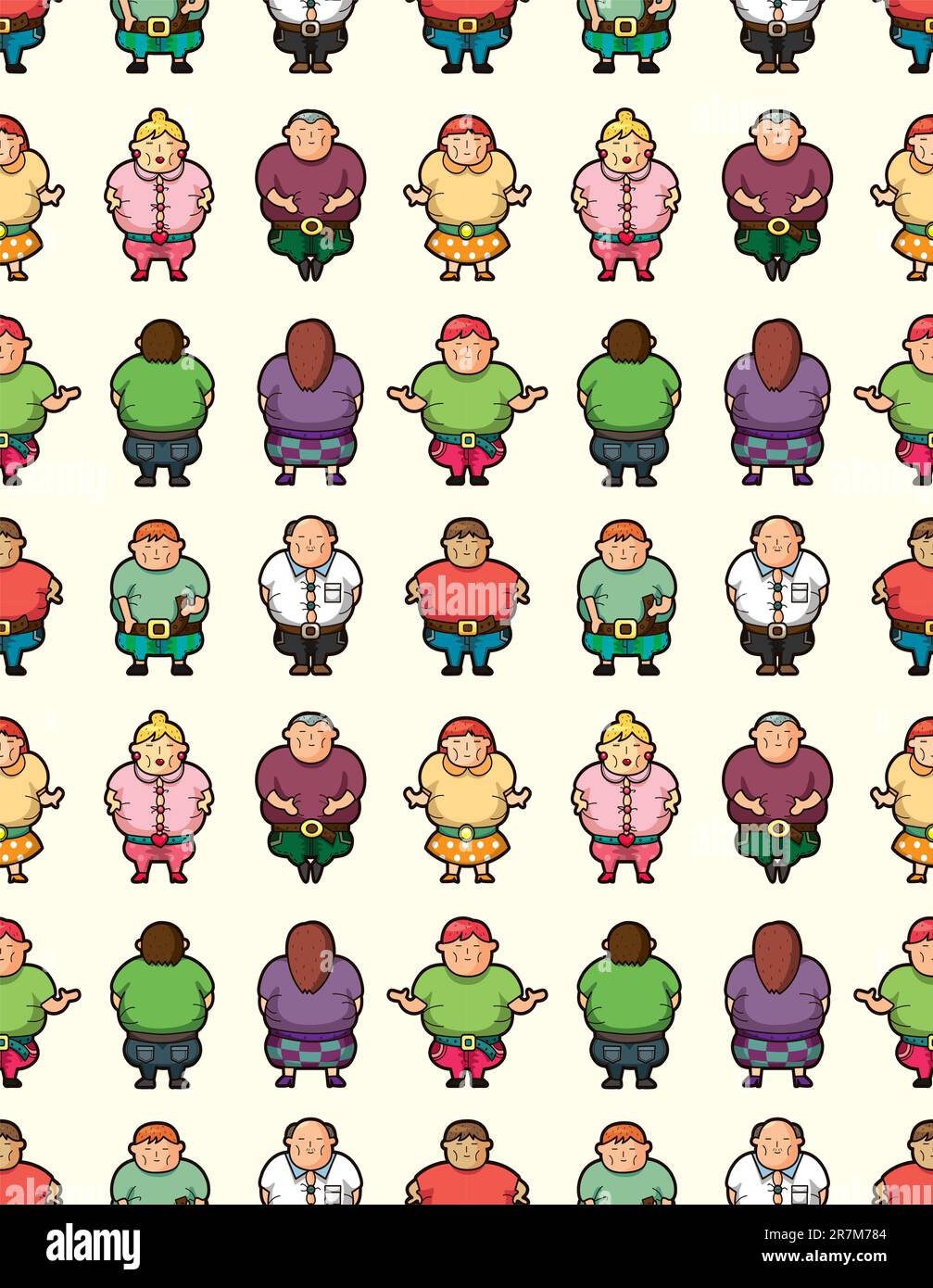 Cartoon Fat people seamless pattern Stock Vector Image & Art - Alamy