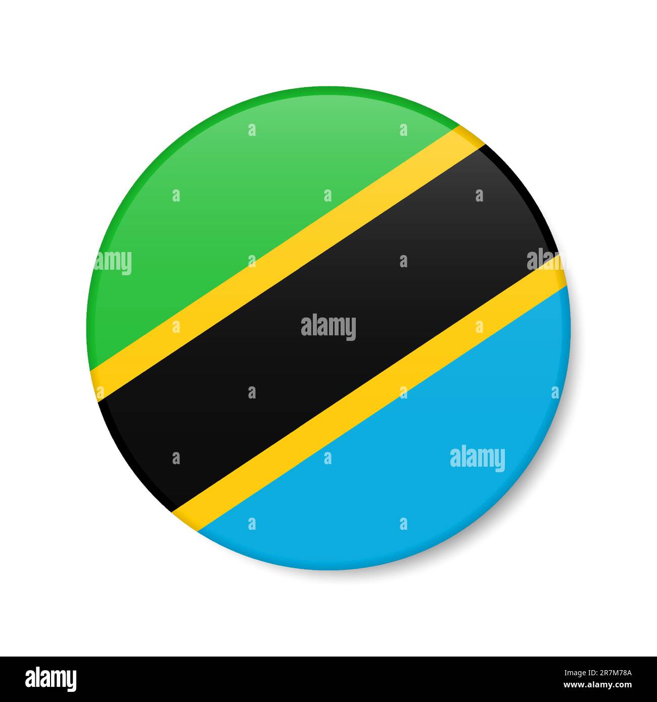 Tanzania circle button icon. Tanzanian round badge flag with shadow. 3D ... Tanzania circle button icon. Tanzanian round badge flag with shadow. 3D ...
