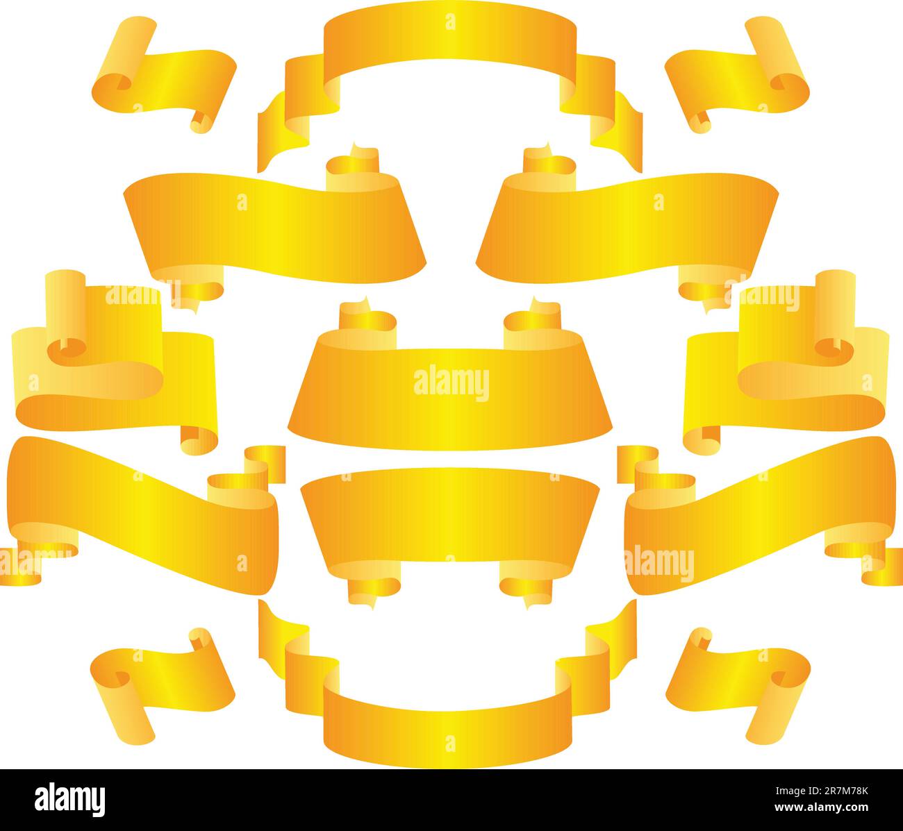 banners and ribbons of yellow on a white background vector Stock Vector ...