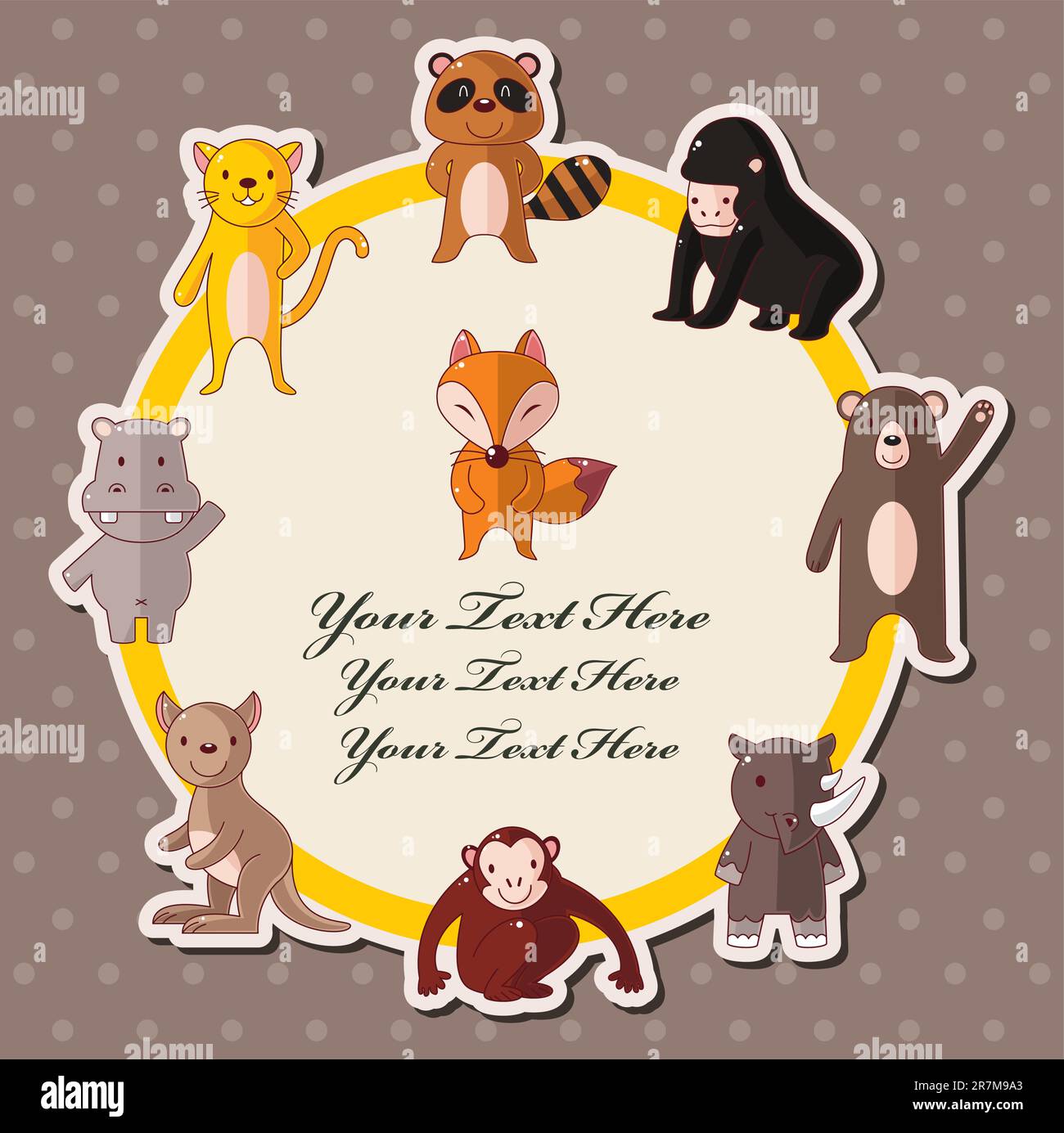 cartoon wildlife animal card Stock Vector Image & Art - Alamy