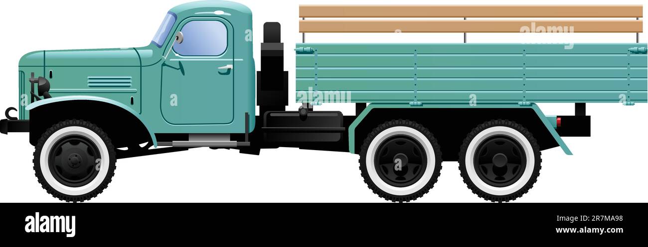 Vector retro lorry isolated. (Simple gradients only - no gradient mesh ...