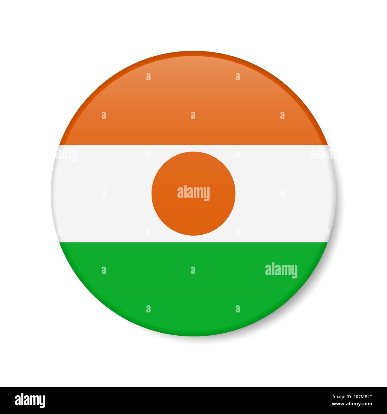 Niger circle button icon. Nigerian round badge flag with shadow. 3D ...