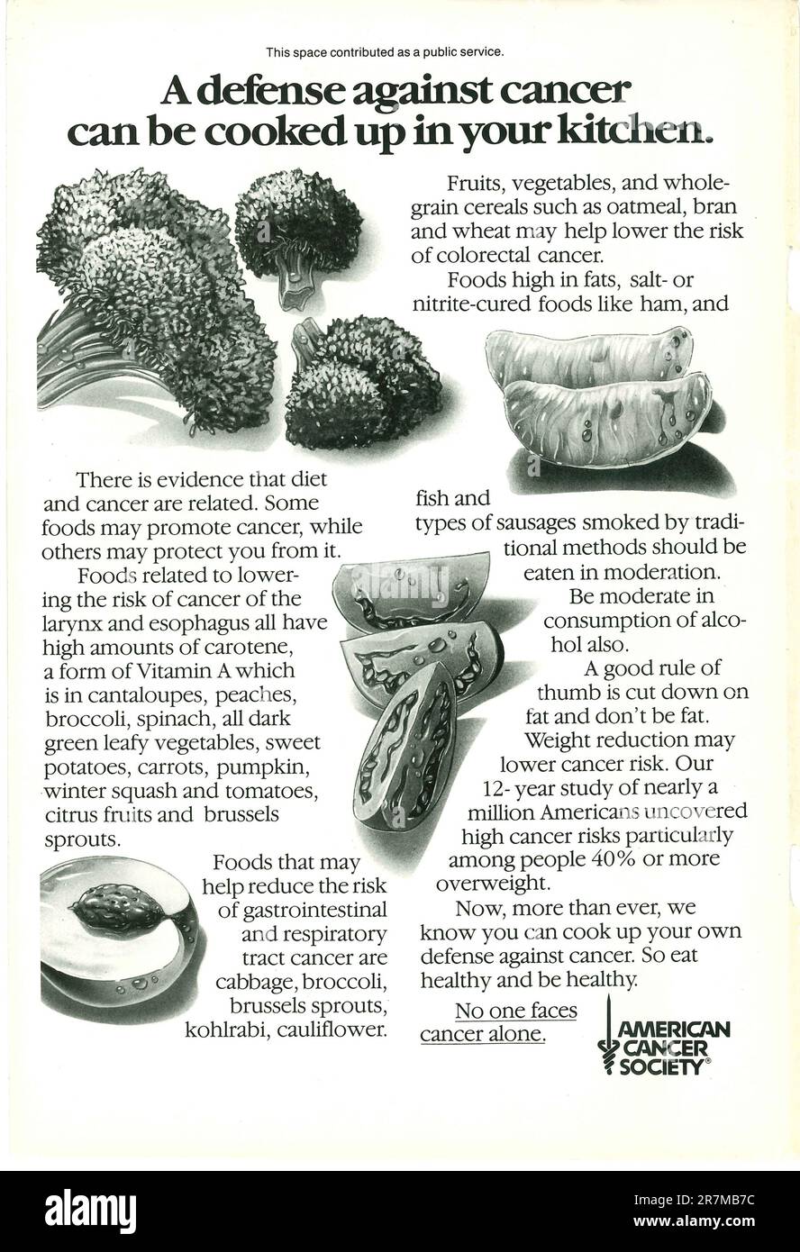 American cancer society advert in a magazine 1970s Stock Photo - Alamy